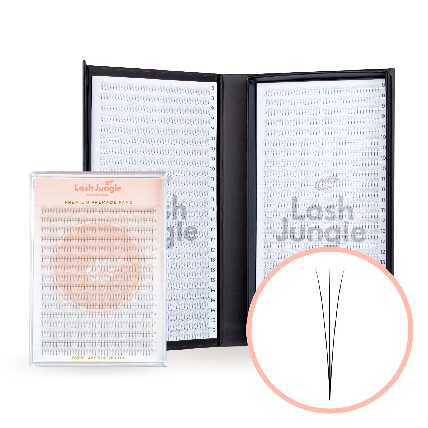 3D Premade Volume Fans Ultra Dark Pointy Stem – Lash Jungle